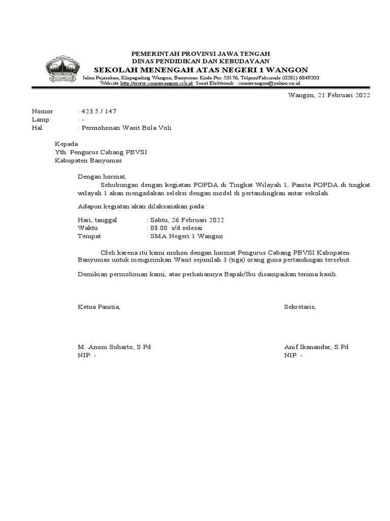 Permohonan Wasit Voli | PDF