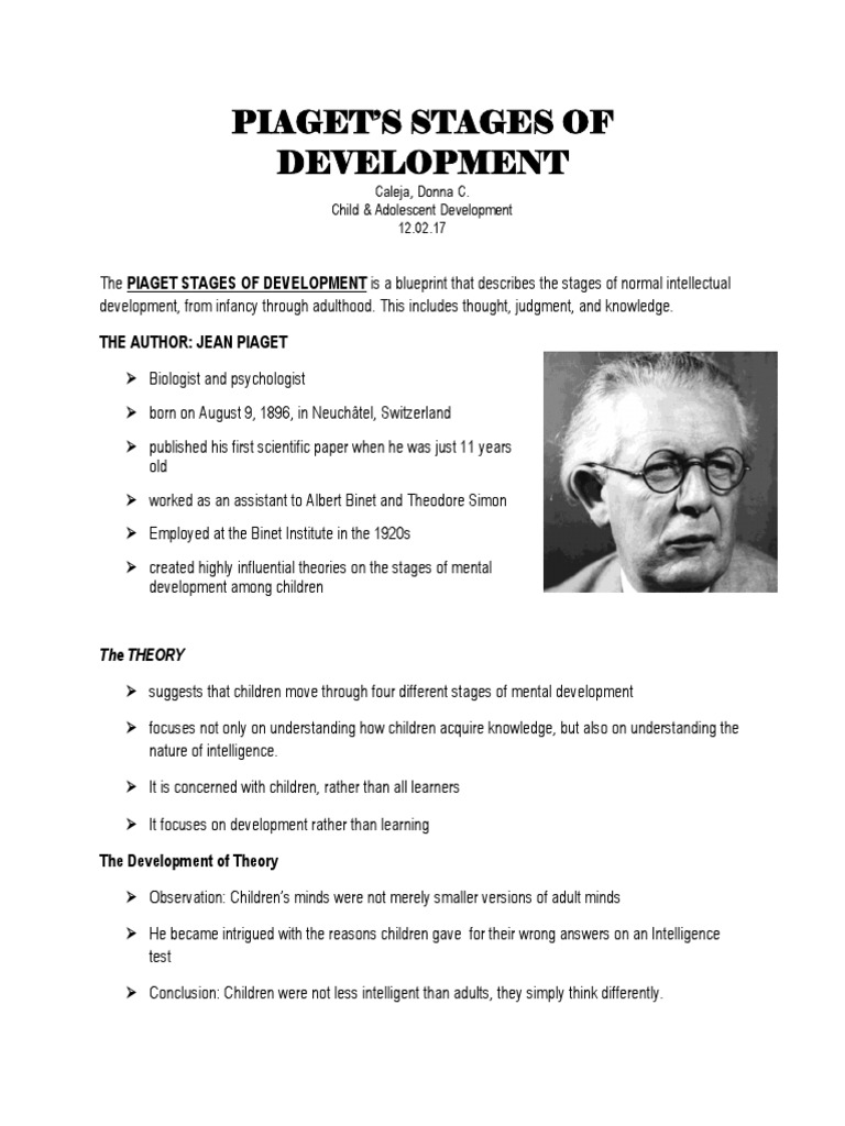 Piaget's Cognitive Development Stages | PDF | Cognitive Development ...