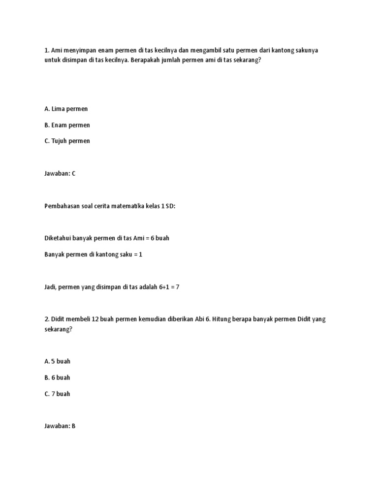 Contoh Soal MTK | PDF