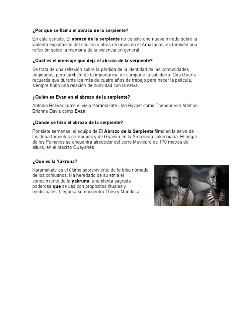 Por qué se llama el abrazo de la serpiente guia 4 | PDF