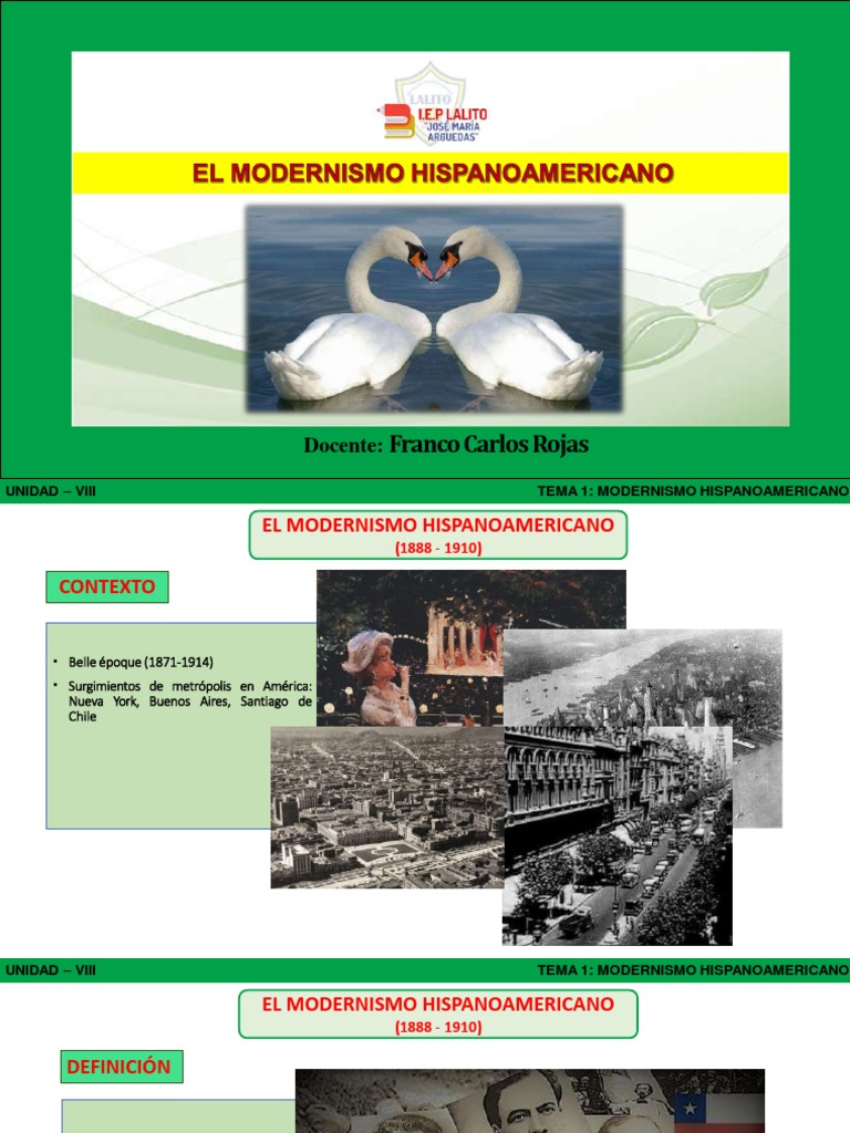 Grupo Literatura Tema 1 Modernismo Hispanoamericano | PDF | Movimientos ...