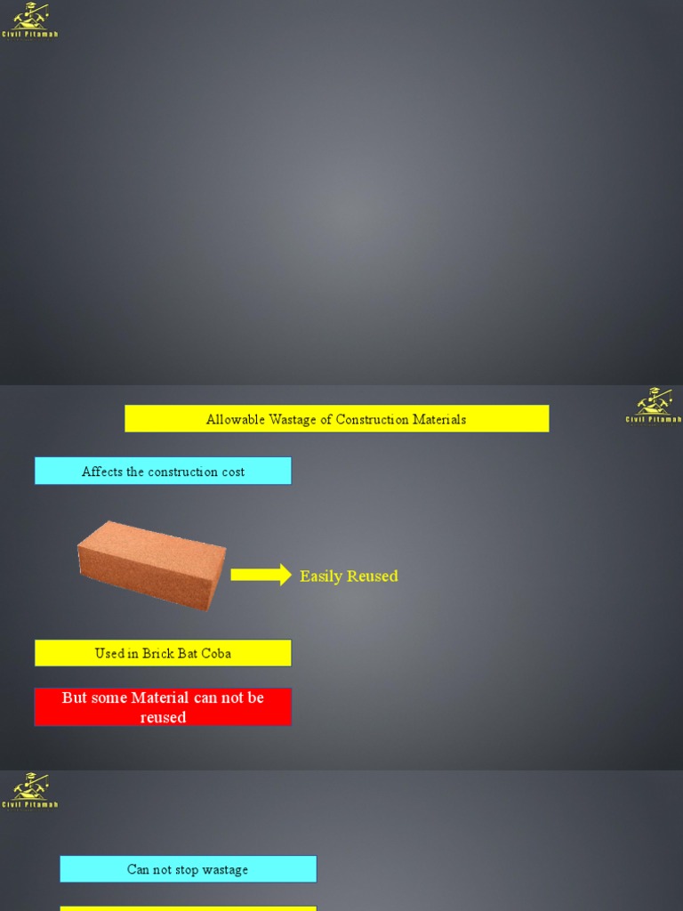 Allowable Wastage in Construction Materials | PDF | Concrete | Civil ...