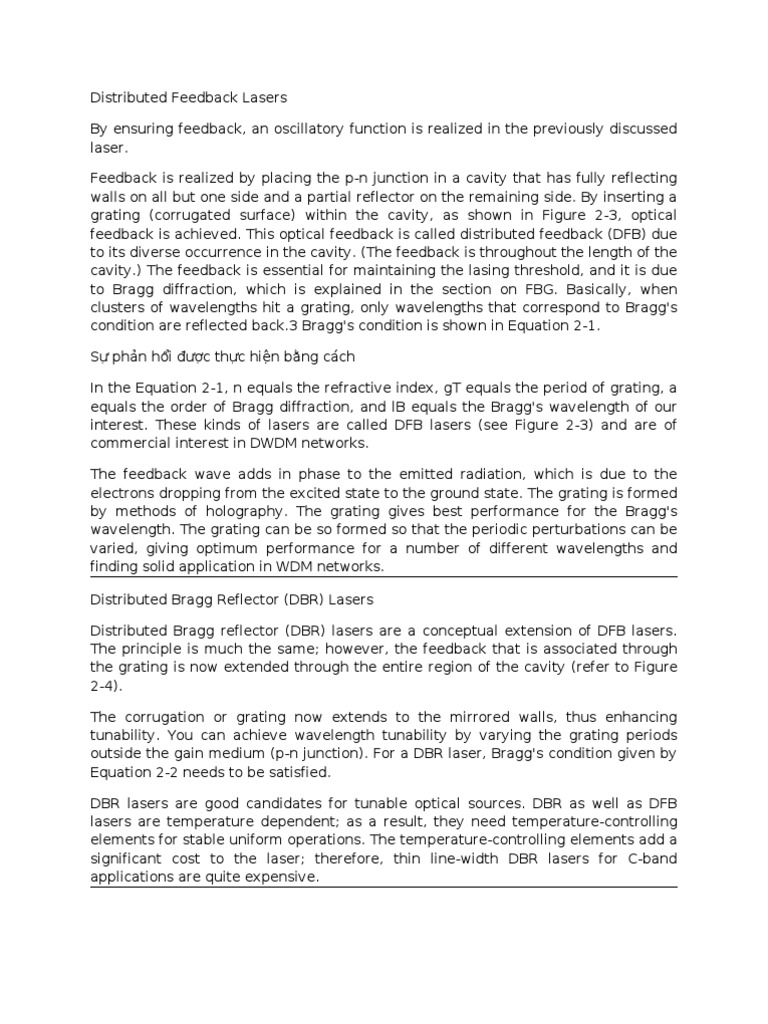 Distributed Feedback Lasers | PDF | Laser | Wavelength