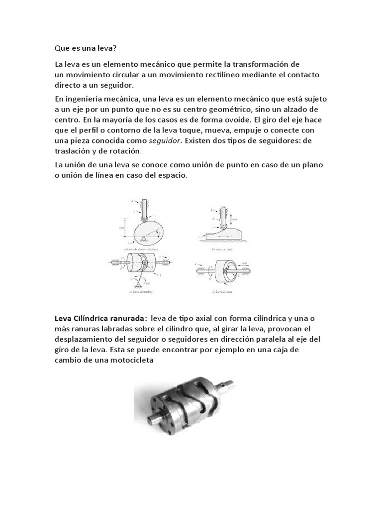 Mecanismos. Leva y Tipos | PDF | Rotación | Mecánica