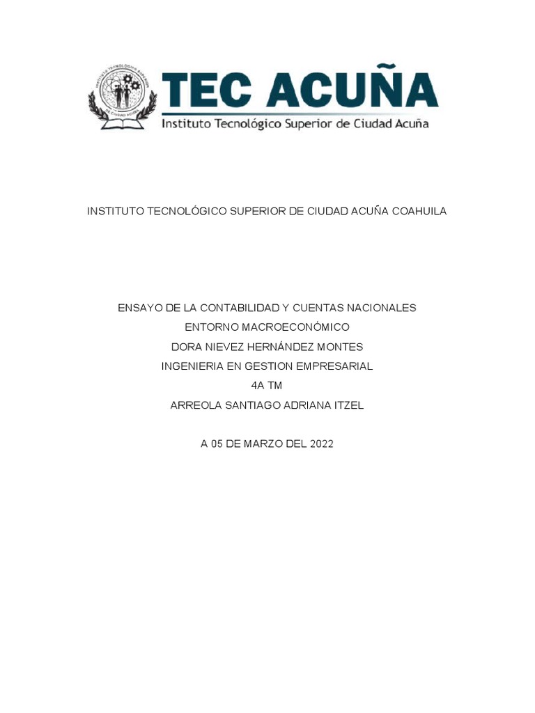 Ensayo Cuentas Nacionales | PDF | Producto Interno Bruto | Contabilidad