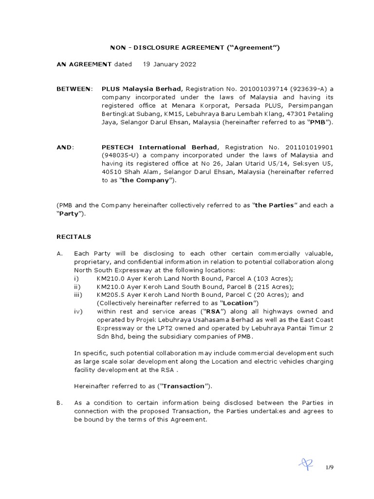 Nda Pestech International | PDF | Indemnity | Confidentiality