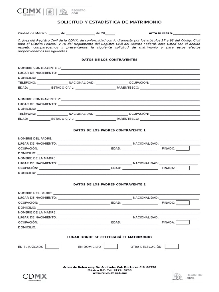 Solicitud Matrimonio | Download Free PDF | Privacidad de la información | Matrimonio