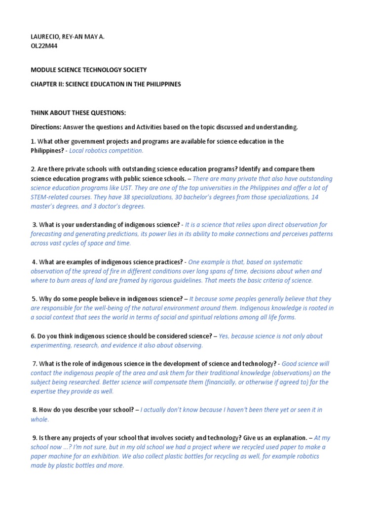 Module Science Technology Society Chapter Ii: Science Education in The ...