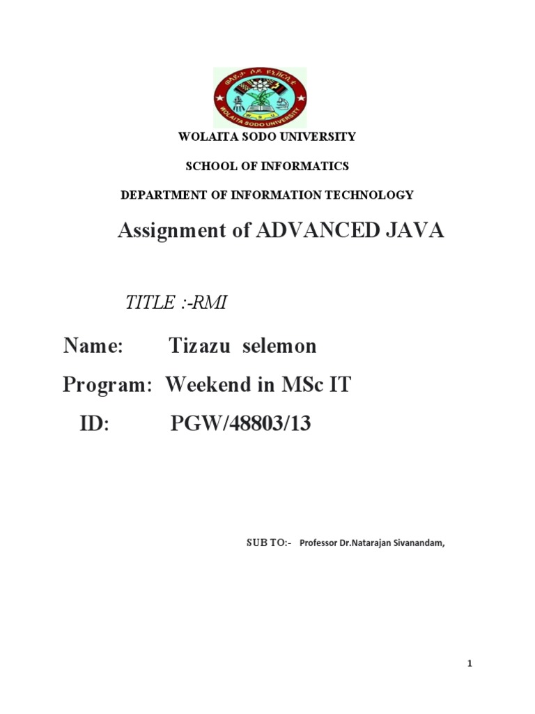 Assignment of ADVANCED JAVA: Title:-Rmi | Download Free PDF | Java ...