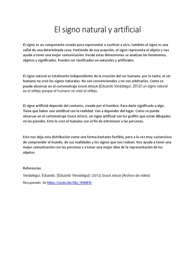 El Signo Natural y Artificial Ejercicio | PDF