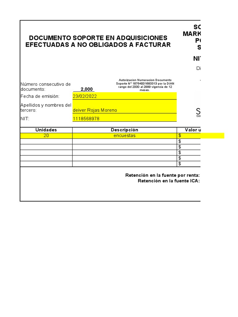 Formato Documento Soporte | PDF