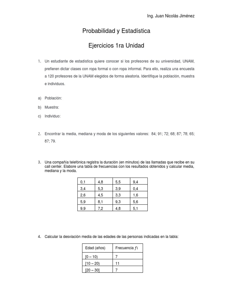 Ejercicios 1ra Unidad | PDF