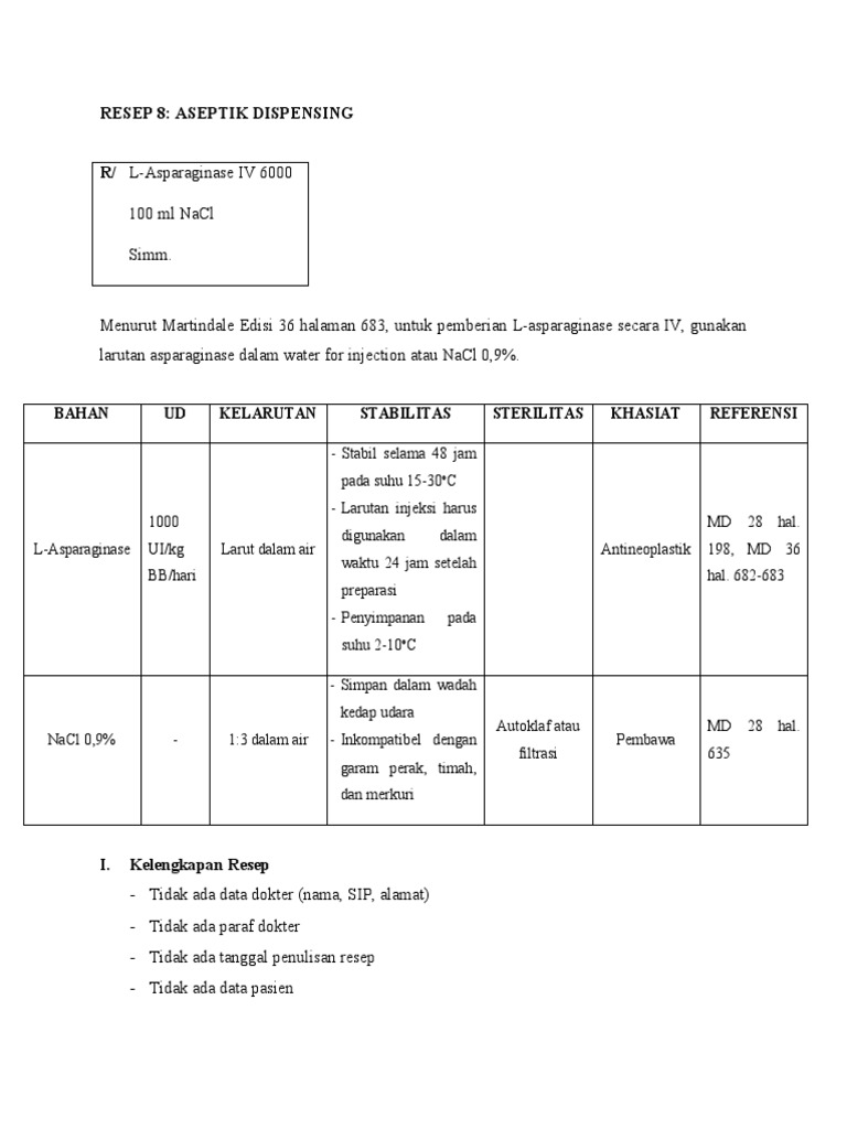 Resep 8 Aseptik Dispensing | PDF