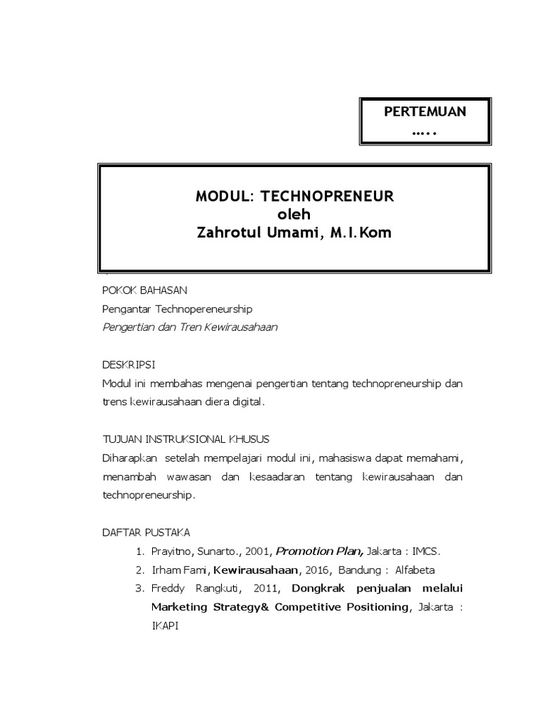 Pengantar Technopreneurship | PDF