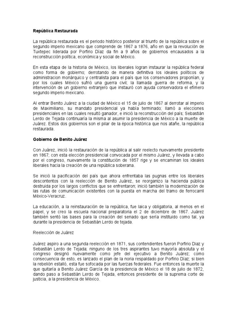 República Restaurada | PDF | México | República
