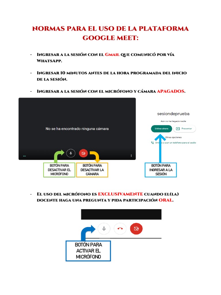 Normas para El Uso de La Plataforma Google Meet | PDF
