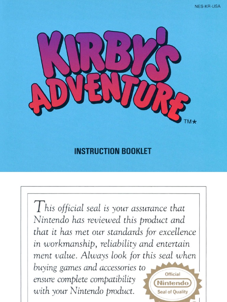 Kirby S Adventure NES Manual | PDF