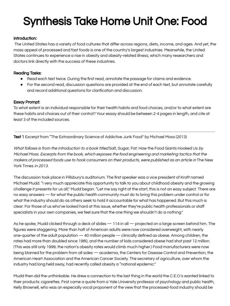 Food Synthesis and Obesity Issues | PDF | Foods | Nutrition
