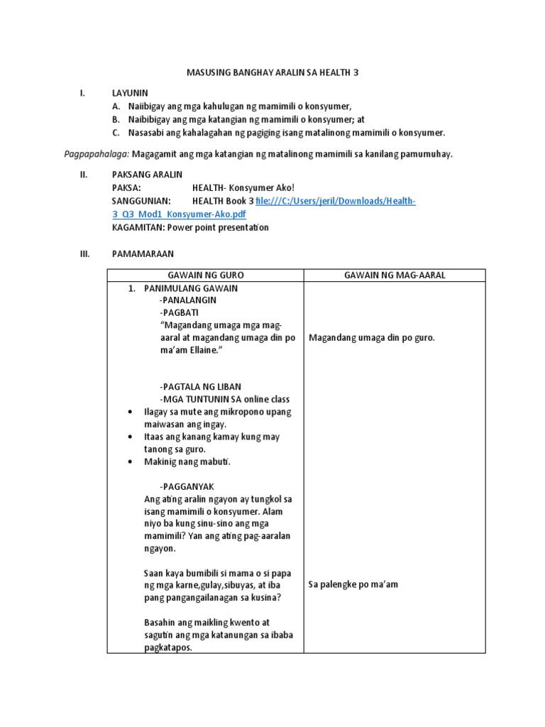 Detailed Lesson Plan in Health | PDF