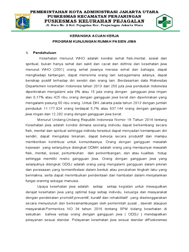 Program Kesehatan Jiwa Pejagalan | PDF | Pengembangan Diri | Kesehatan Holistik