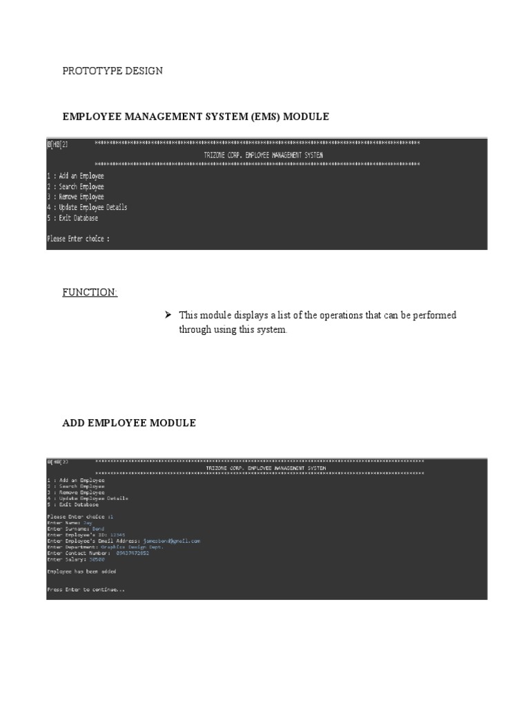 EMS Module Prototype Overview | PDF