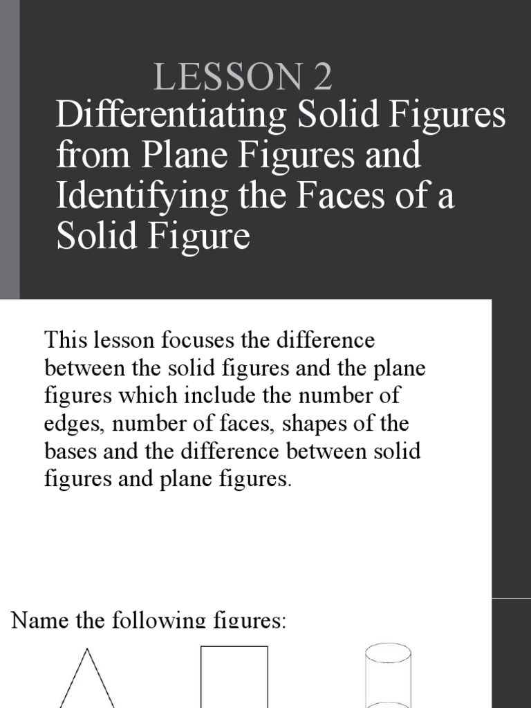 Differentiating Solid Figures From Plane Figures and Identifying | PDF