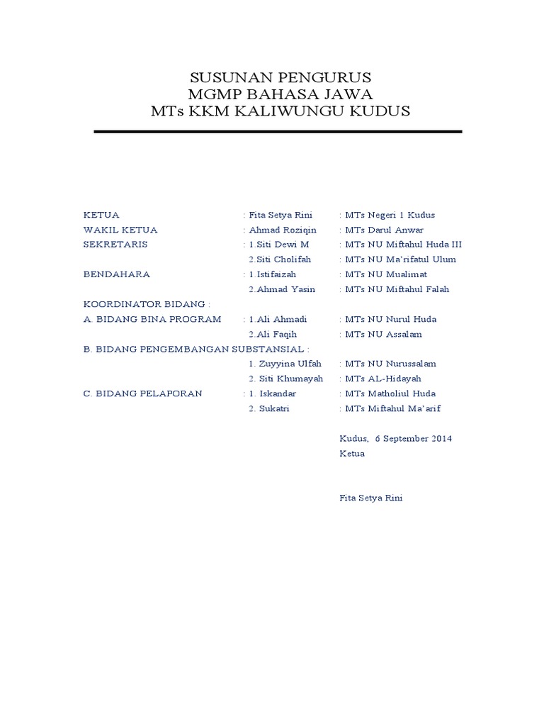 Susunan Pengurus MGMP | PDF | Karier & Perkembangan | Perjalanan