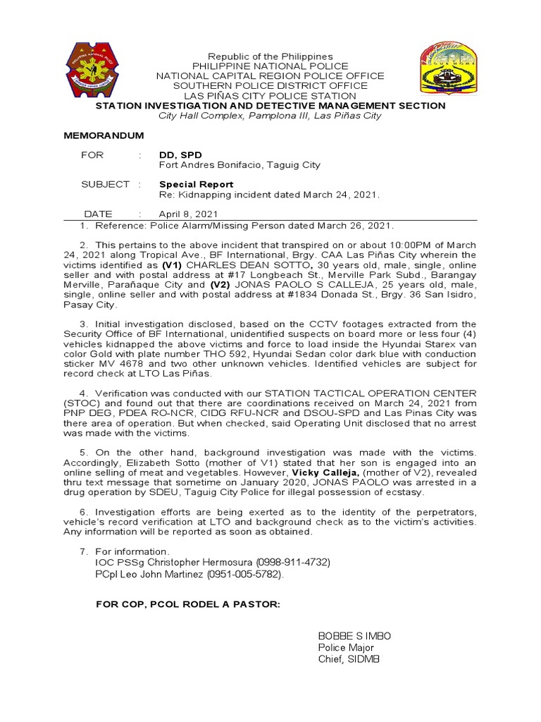 Missing Persons March 26, 2021 Progress Report 1 | PDF | Government ...