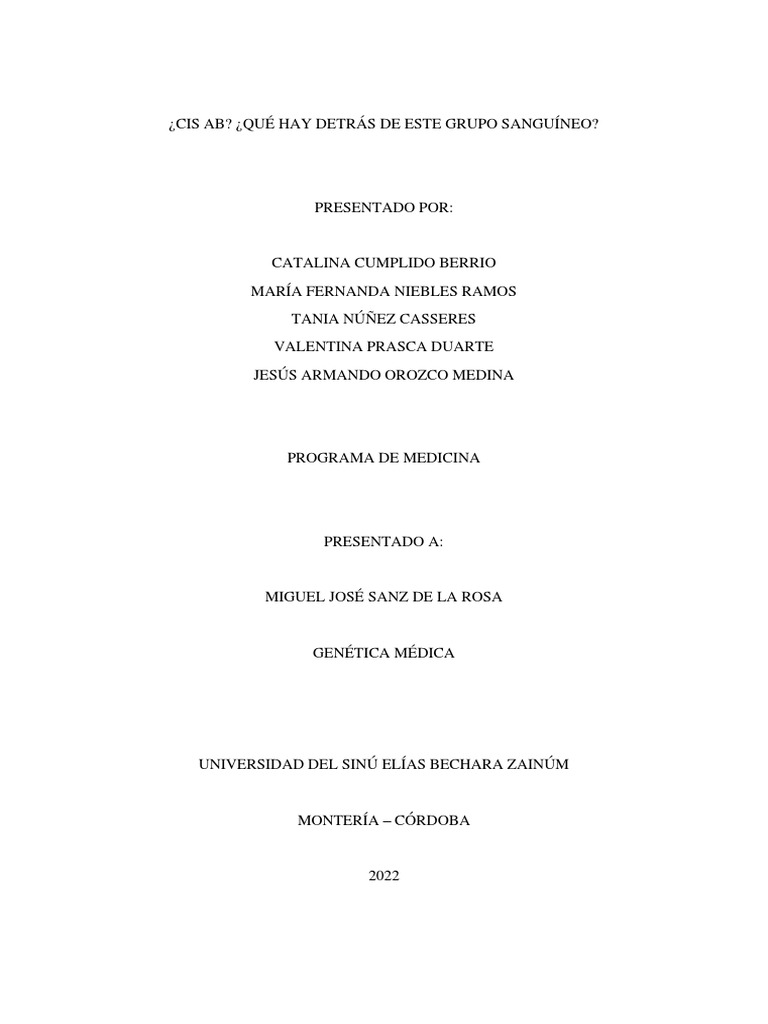 Cis AB | PDF | Tipo de sangre | Gene