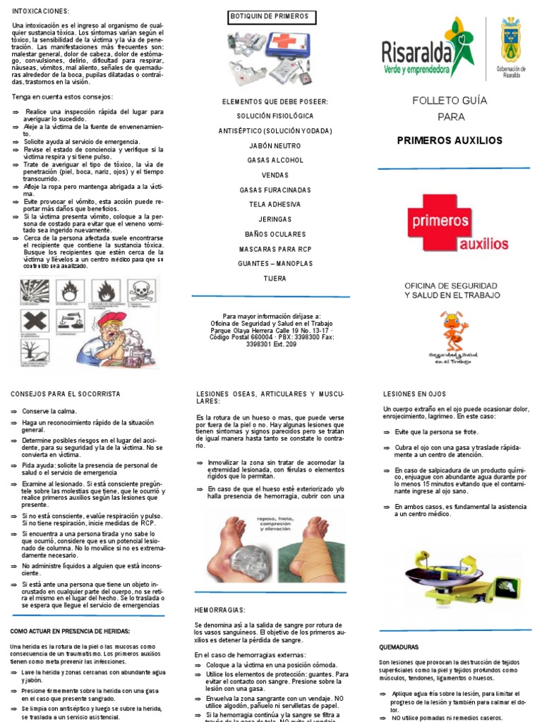 Folleto Primeros Auxilios Basicos | PDF | Herida | Enfermedades y trastornos