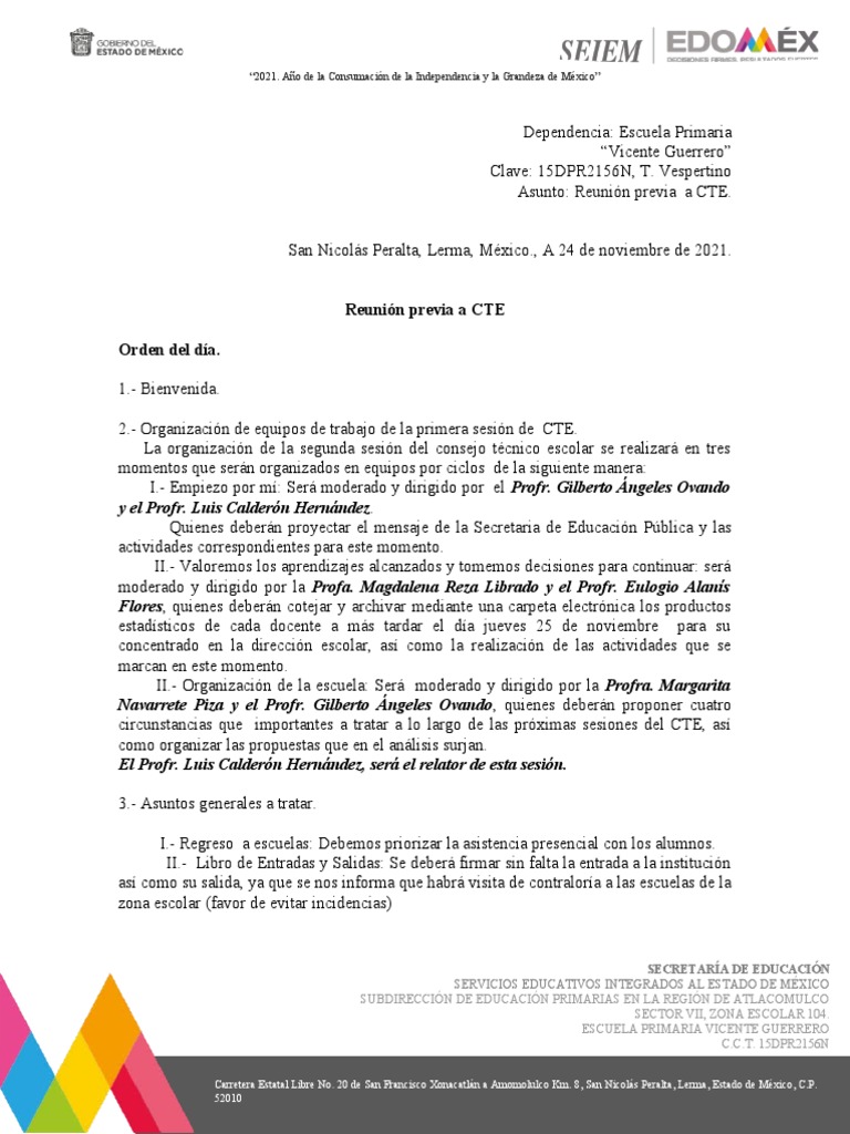 RELATORIA Cte 2da Sesion | PDF