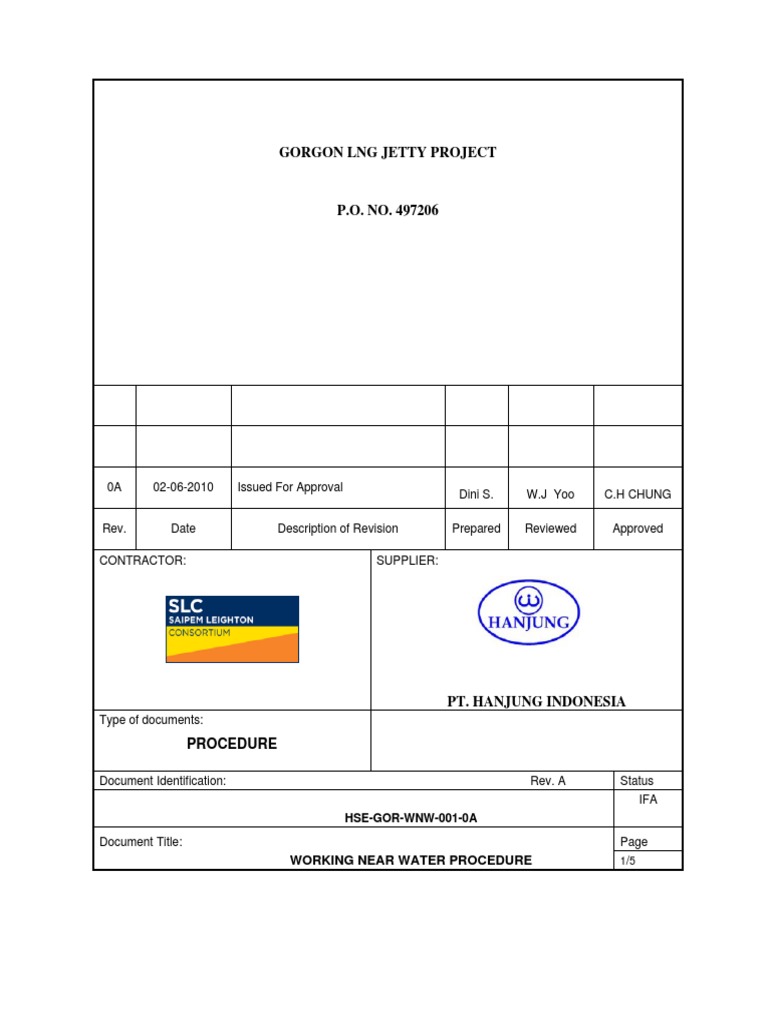 Working Near Water Procedure | PDF | Occupational Safety And Health ...