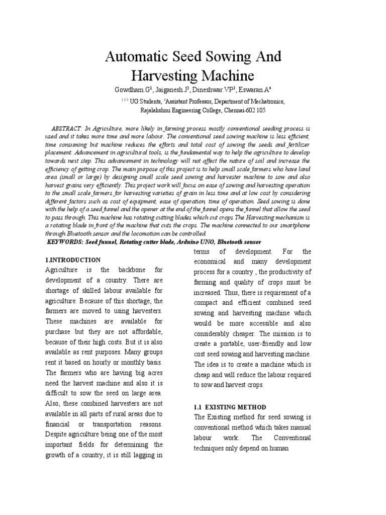 Automatic Seed Sowing and Harvesting Machine | PDF | Arduino | Integrated Development Environment