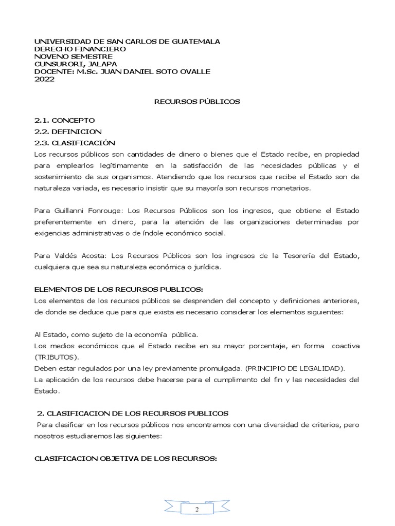 Clasificación de Recursos Públicos | PDF | Impuestos | Estado (política)