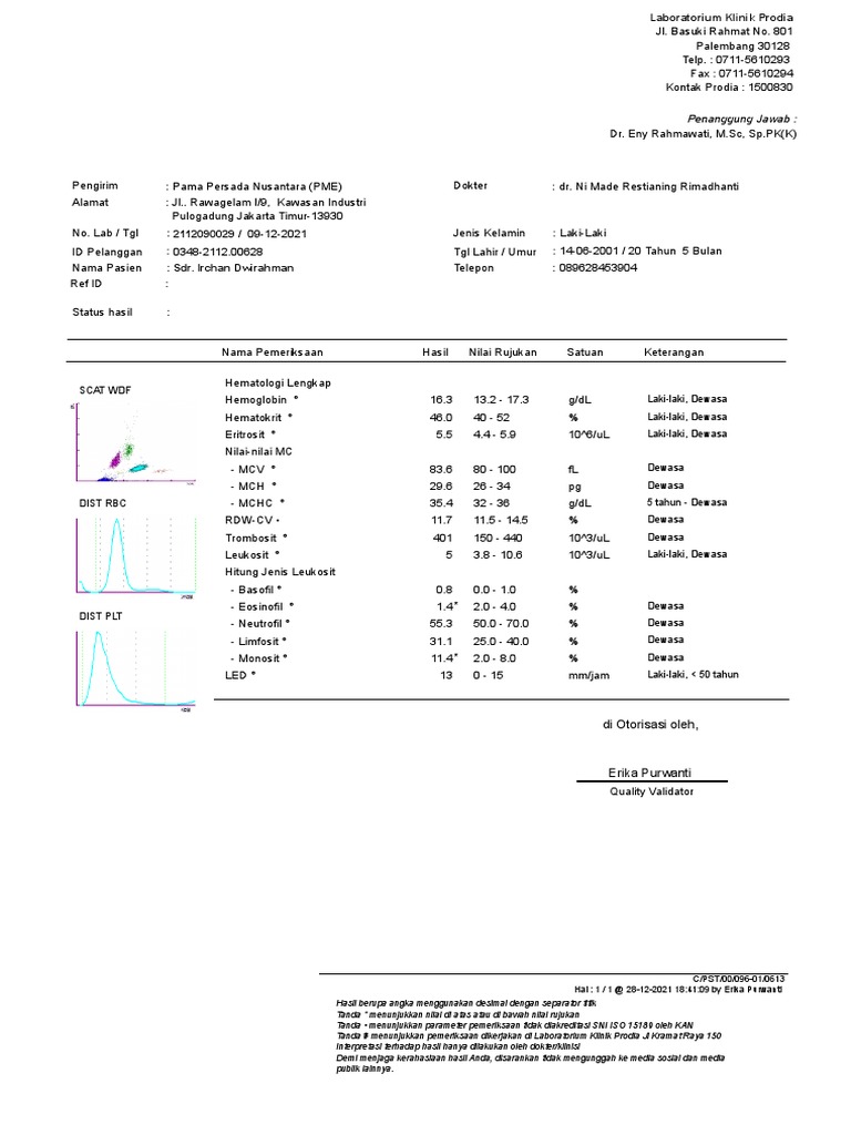 Hasil Laboratorium Lengkap Prodia | PDF