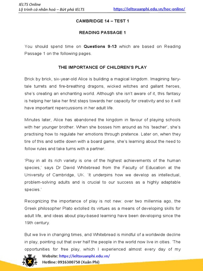 Unit 65 - Cambridge 14 - Test 1 - Reading Passage 1 | PDF