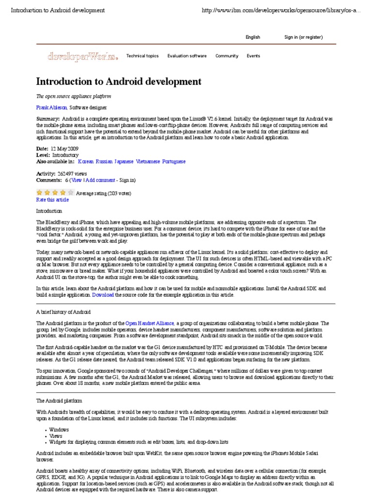 Introduction To Android Development | PDF | Eclipse (Software) | Android (Operating System)
