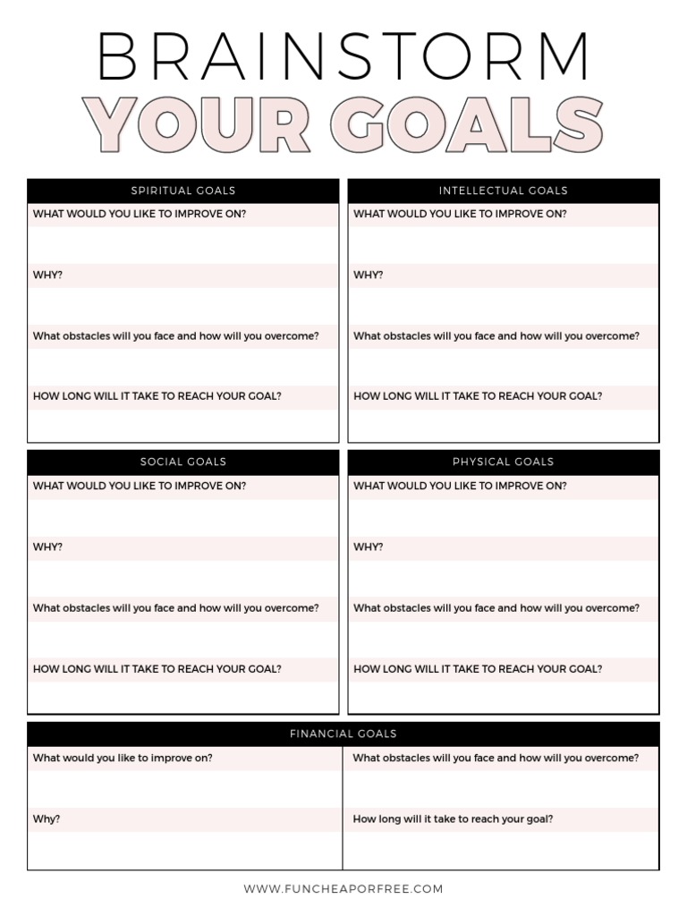 Your Goals Your Goals: Spiritual Goals Intellectual Goals | PDF | Self ...