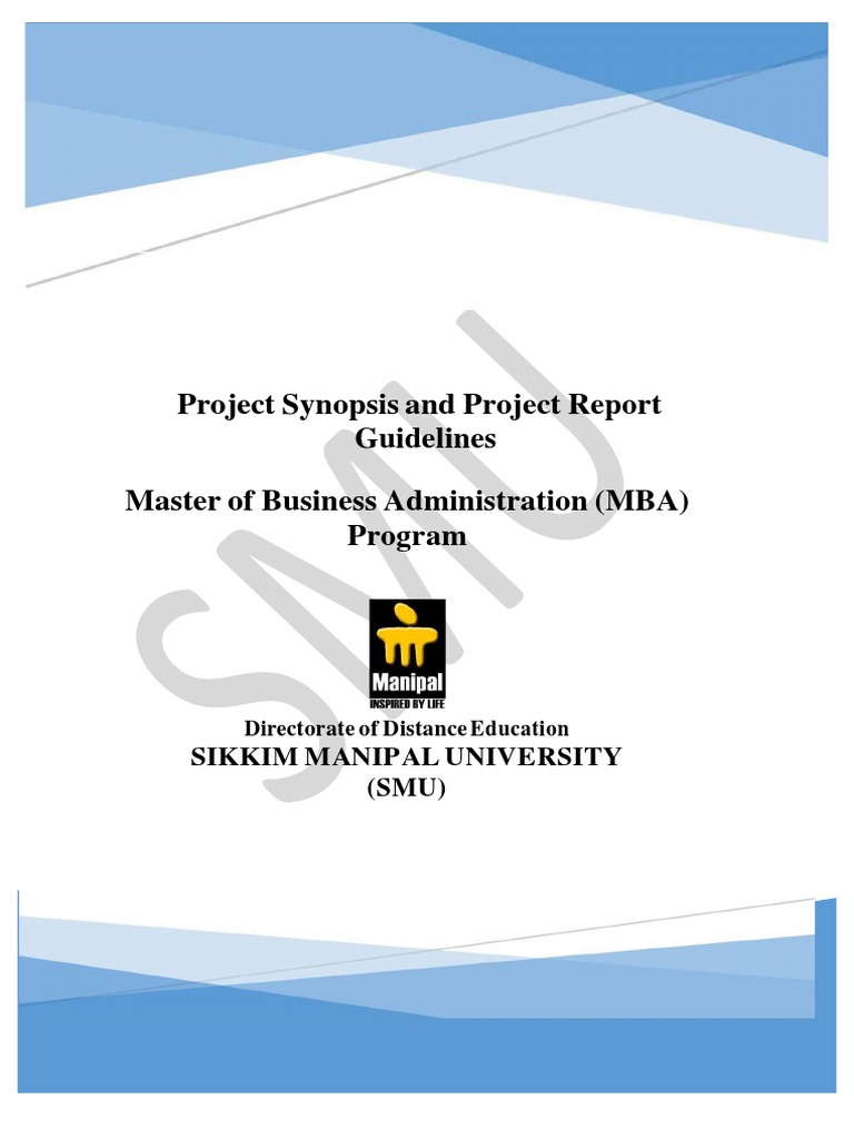 Project Synopsis and Project Report Guidelines Master of Business ...
