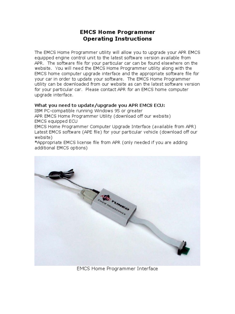 EMCS Home Programmer Operating Instructions: What You Need To Update ...
