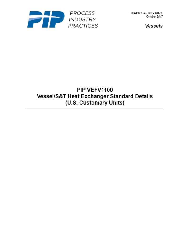 PIP VEFV1100 Vessel - S&T Heat Exchanger Standard Details (U.S ...