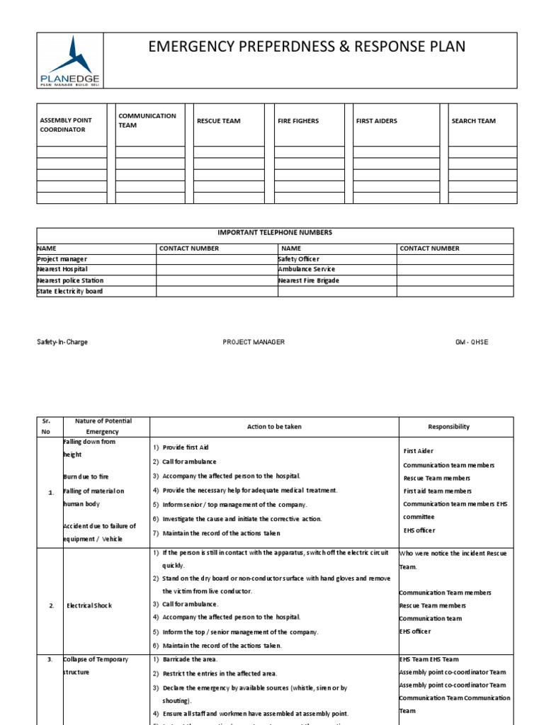 Emergency Preparedness Response Plan | PDF