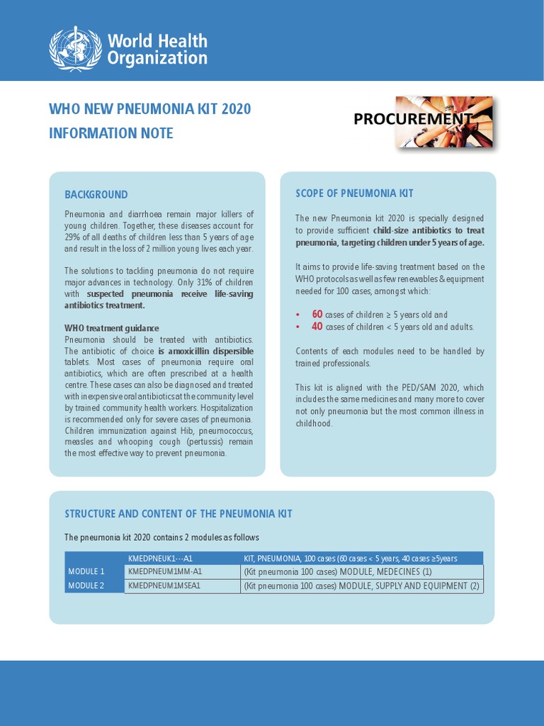 Who New Pneumonia Kit 2020 Information Note | PDF | Pneumonia | World ...