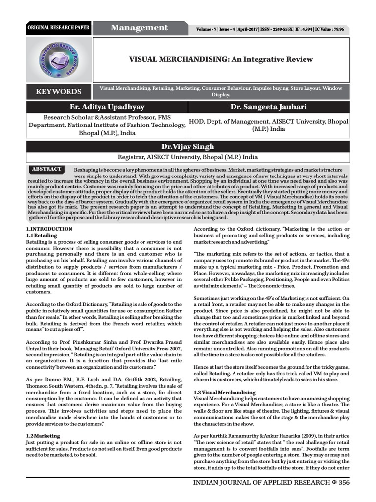 VISUAL MERCHANDISING An Integrative Revi | PDF