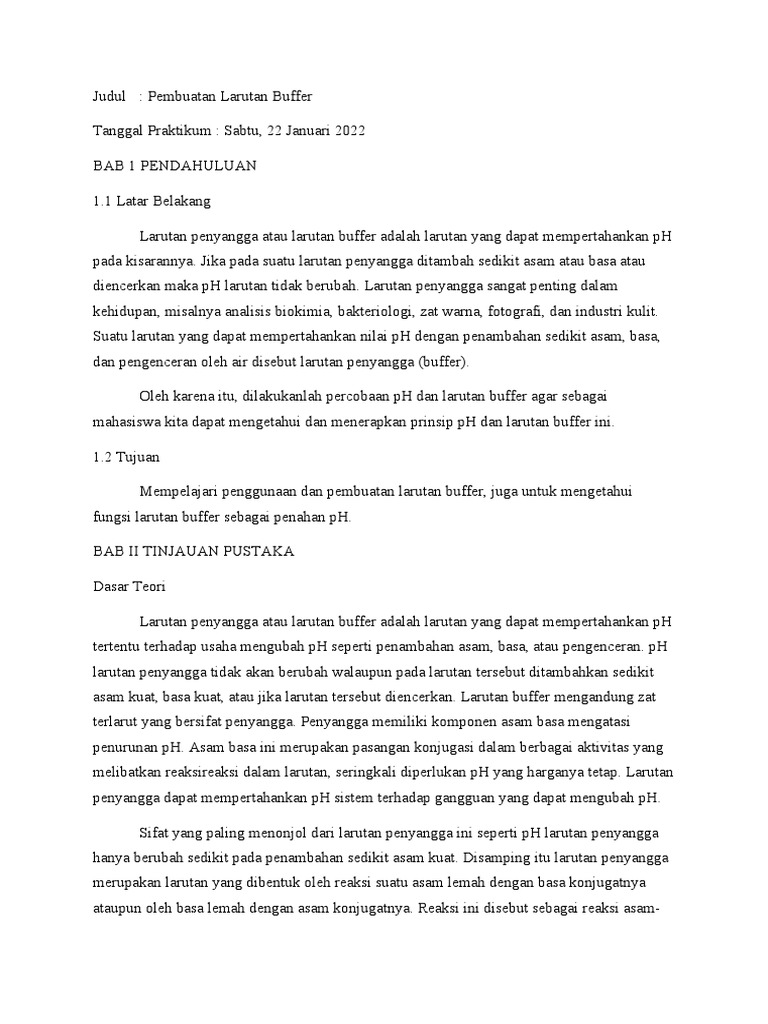 Pembuatan Larutan Buffer dan pH | PDF | Memasak, Makanan, & Anggur ...