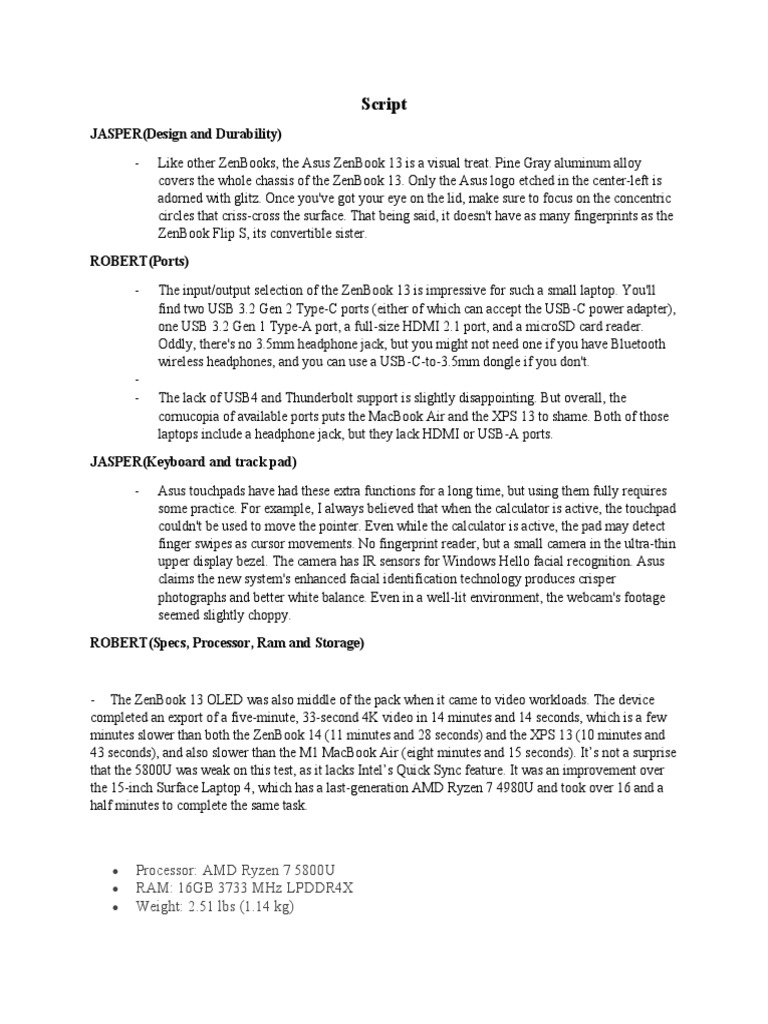 Script: JASPER (Design and Durability) | PDF | Graphics Processing Unit ...
