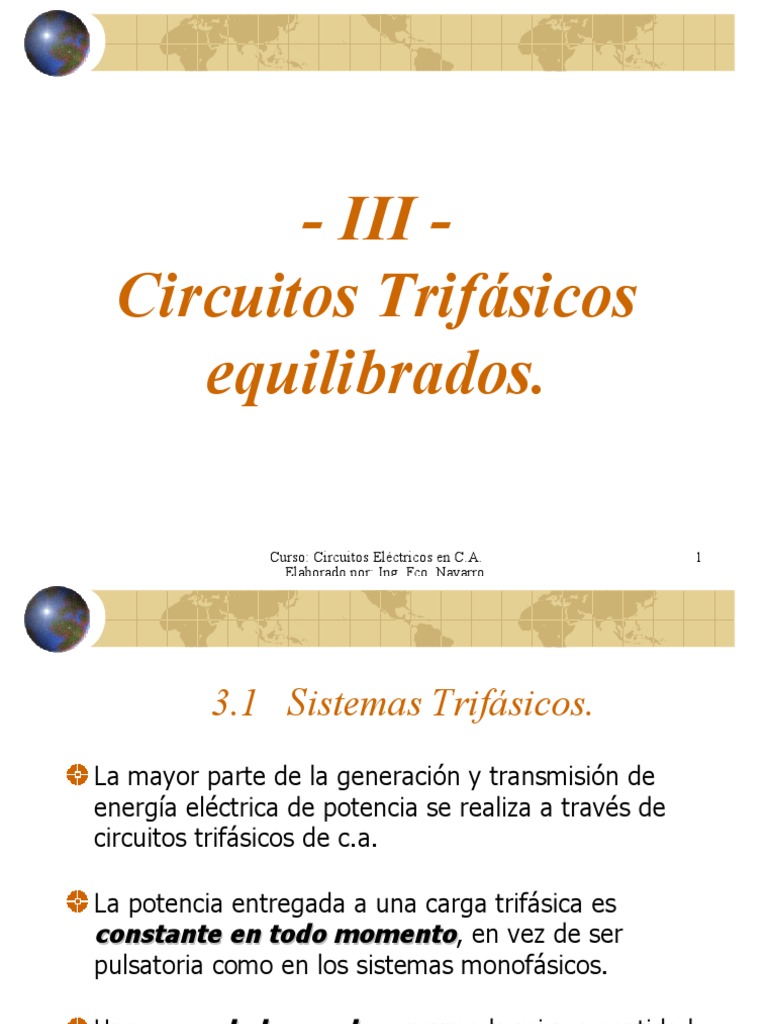 TEMA III - Teoría CA - Circuitos Trifásicos Equilibrados | PDF