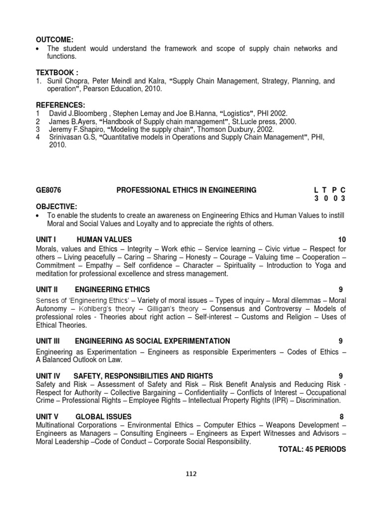 Ethics Human Values Syllabus | PDF