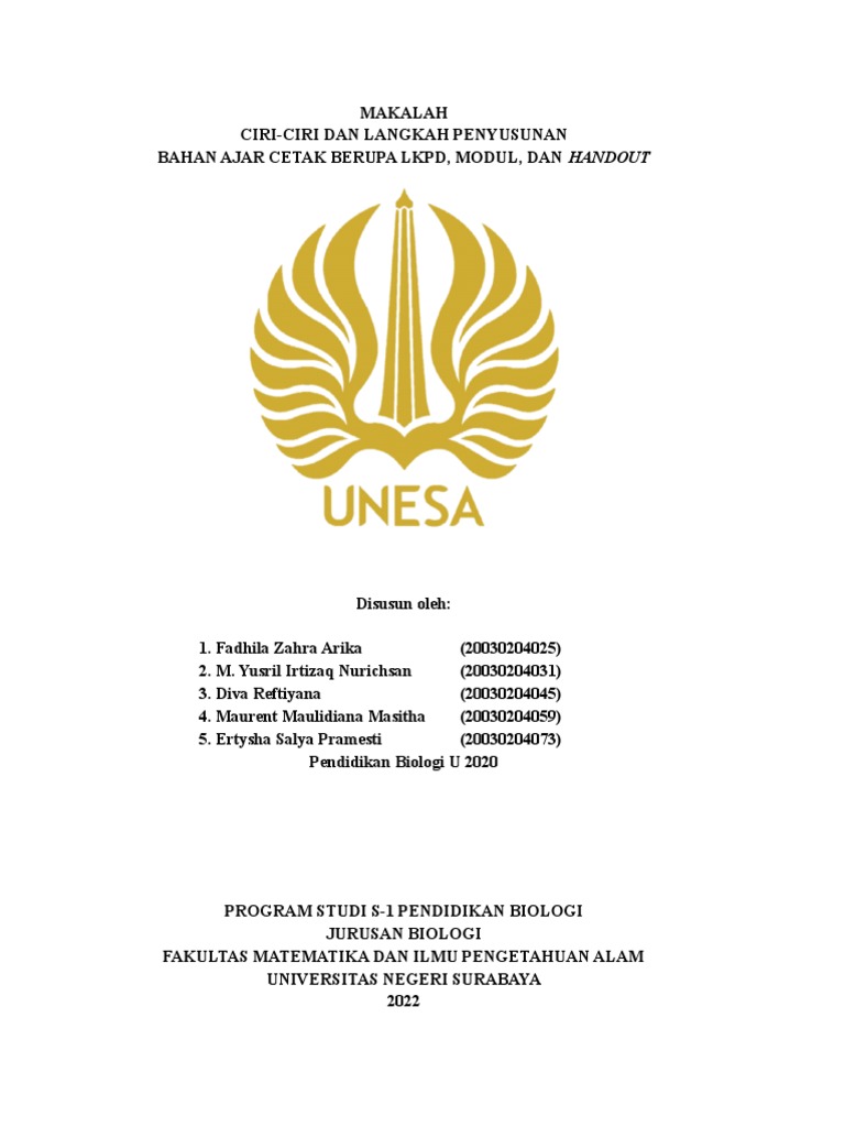 Makalah Bahan Ajar Cetak: Handout, Modul, Dan LKPD | PDF