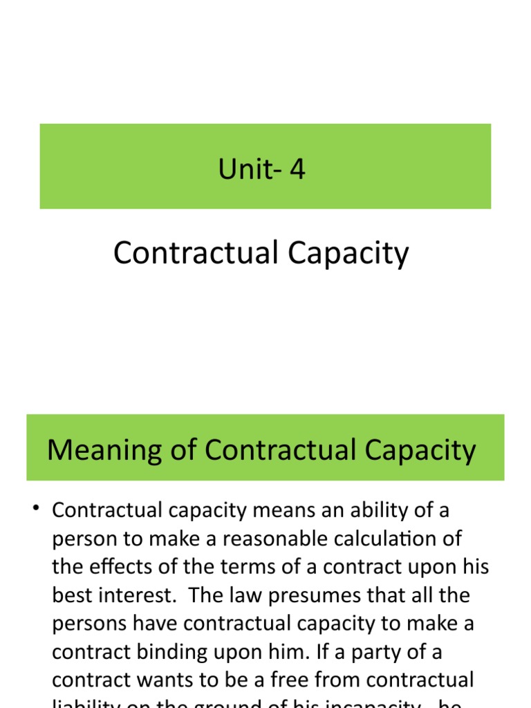 Understanding Contractual Capacity | PDF | Civil Law (Legal System ...